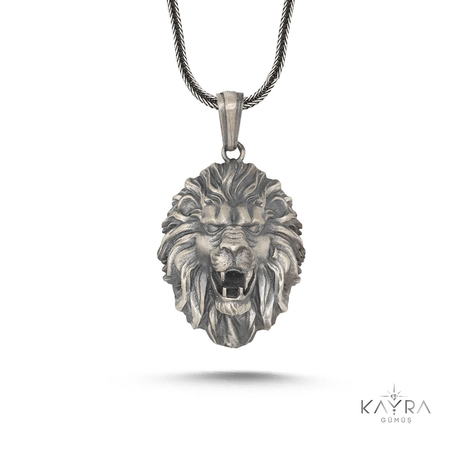 925 Ayar Gümüş Aslan Kolye - 3,490.00 TL